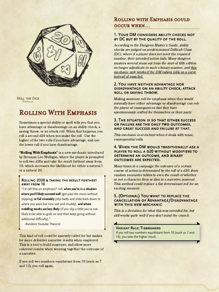 Mécaniques - Rolling with Emphasis | PDF | Tabletop Games | Gaming