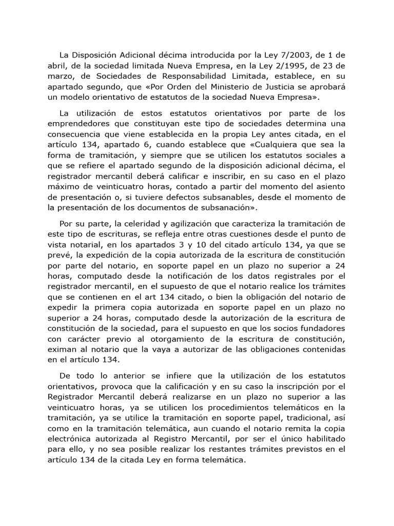 Modelo Estatuto Sociedad Limitada Nueva Empresa | PDF | Sociedad de responsabilidad limitada ...