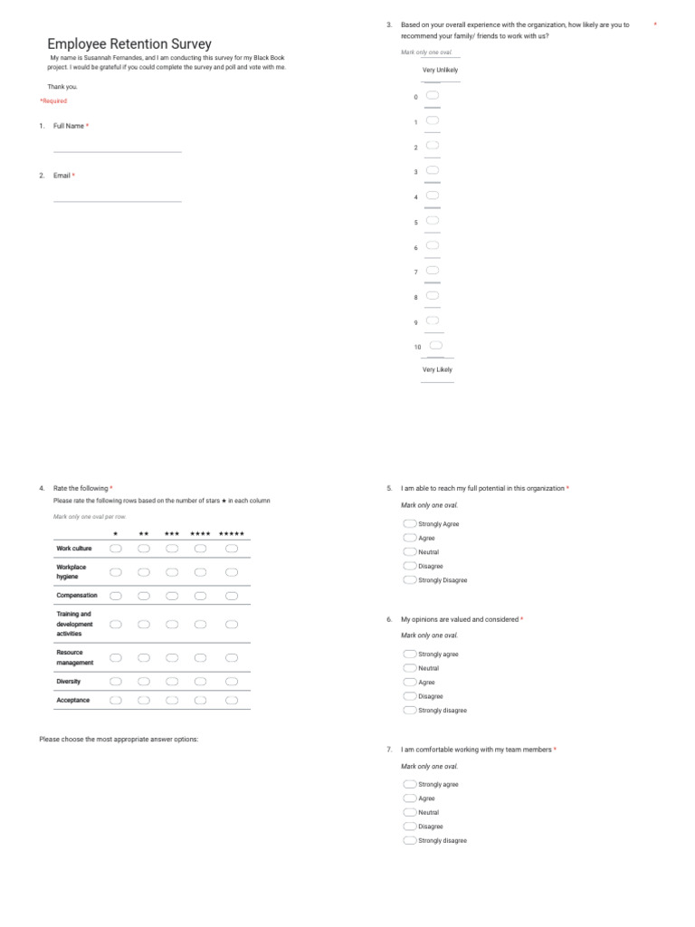 Employee Retention Survey Questionnaire | PDF | Employee Retention ...