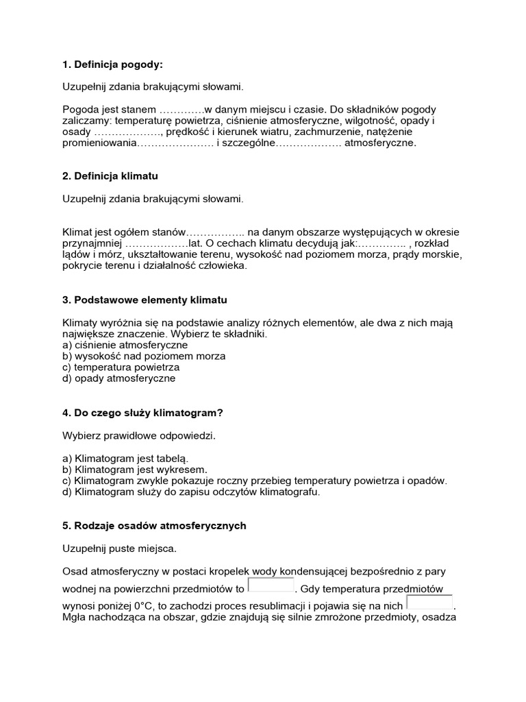 Klimat - Zadanka | PDF Klimat - Zadanka | PDF