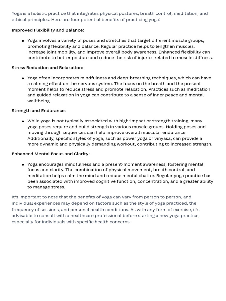 Yoga Is A Holistic Practice That Integrates Physical Postures, Breath ...