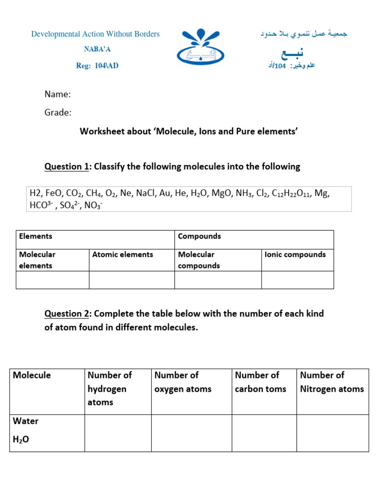 Grade 8 Chemistry Worksheet 2 1 | PDF