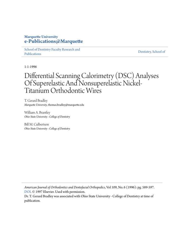 Differential Scanning Calorimetry (DSC) Analyses of Superelastic | PDF | Shape Memory Alloy ...
