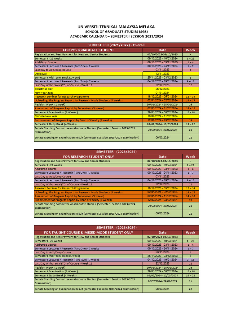 Academic Calendar Semester I 20232024 | PDF | Academic Term | Educational Organizations
