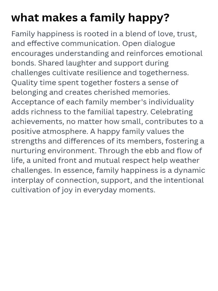Keys to Family Happiness Explained | PDF
