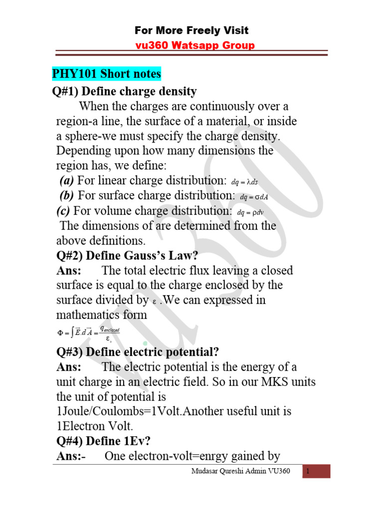 PHY101-Short-Notes-For-Midterm-Exam by Mudasar Qureshi | PDF ... PHY101-Short-Notes-For-Midterm-Exam by Mudasar Qureshi | PDF ...