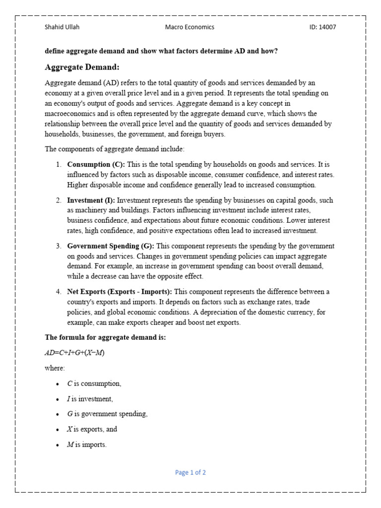 Factors Determine Aggregate Demand | PDF | Consumption (Economics) | Aggregate Demand