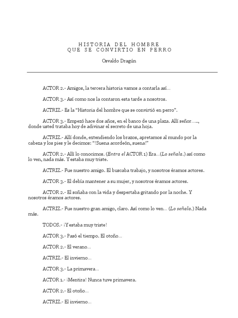 DRAGUN, Osvaldo - Historia Del Hombre Que Se Convirtió en Perro. | PDF ...