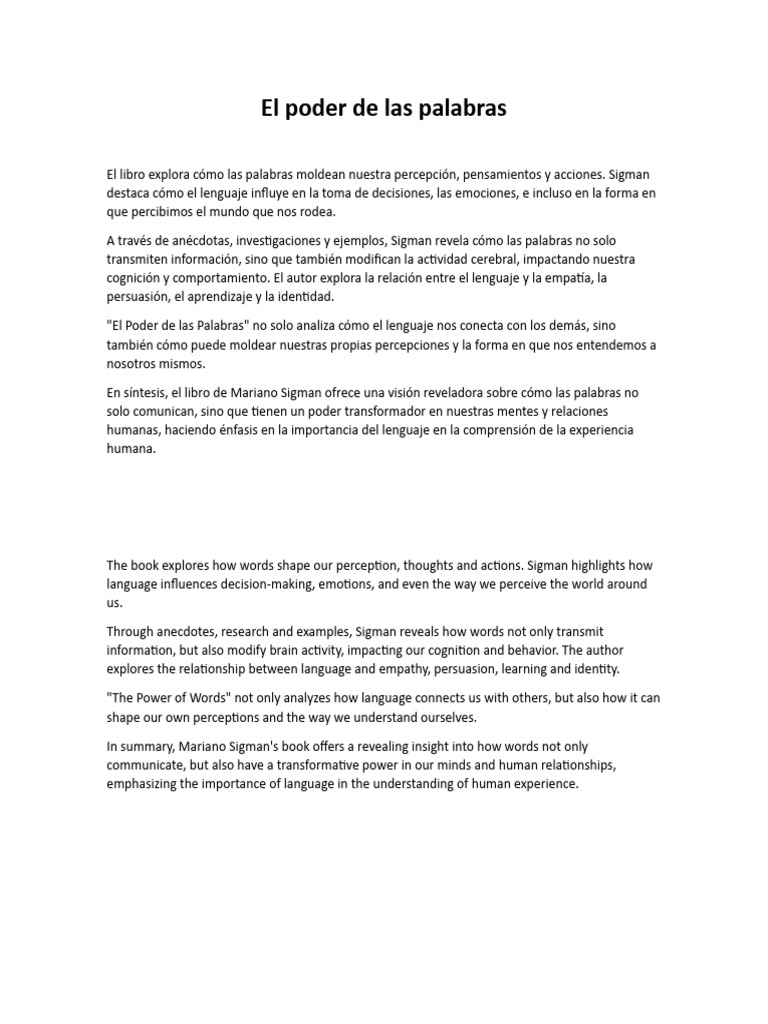El Poder de Las Palabras | PDF