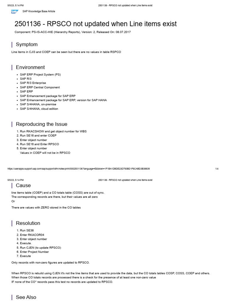 RPSCO Update Issue with Line Items | PDF | Computing | Information Science