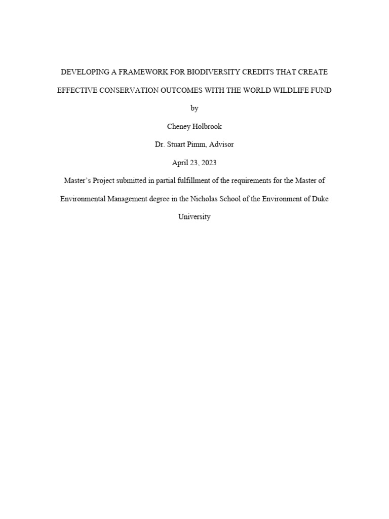 Developing A Framework For Biodiversity Credits That Create | PDF ...
