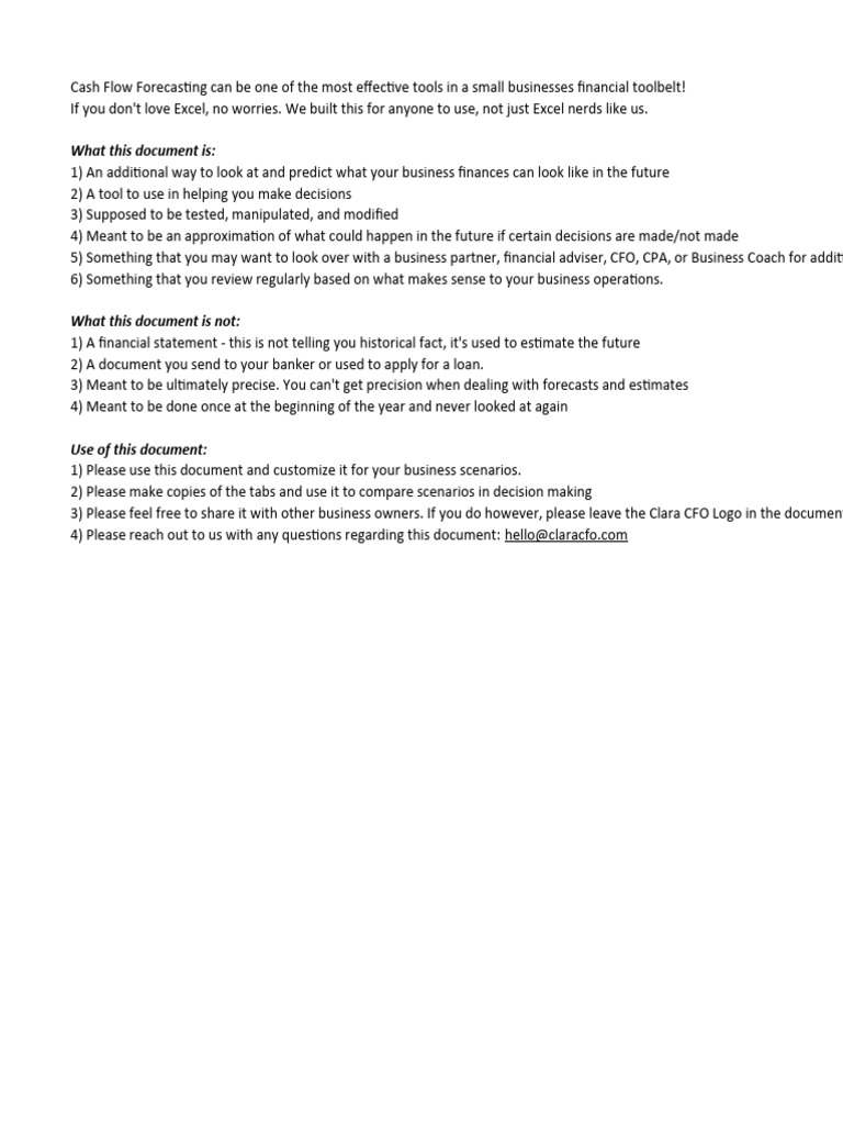 Cash Forecasting Worksheet - Clara CFO Group_2026 | PDF