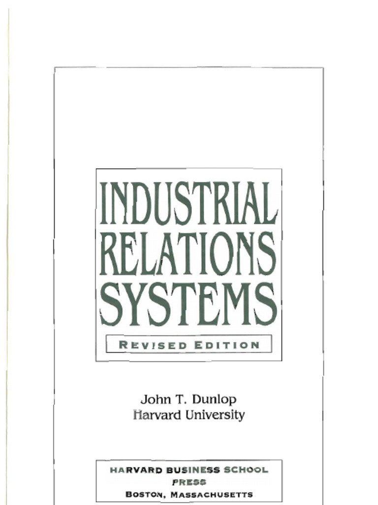 Dunlop_Industrial Relations Systems_aula 10 | PDF