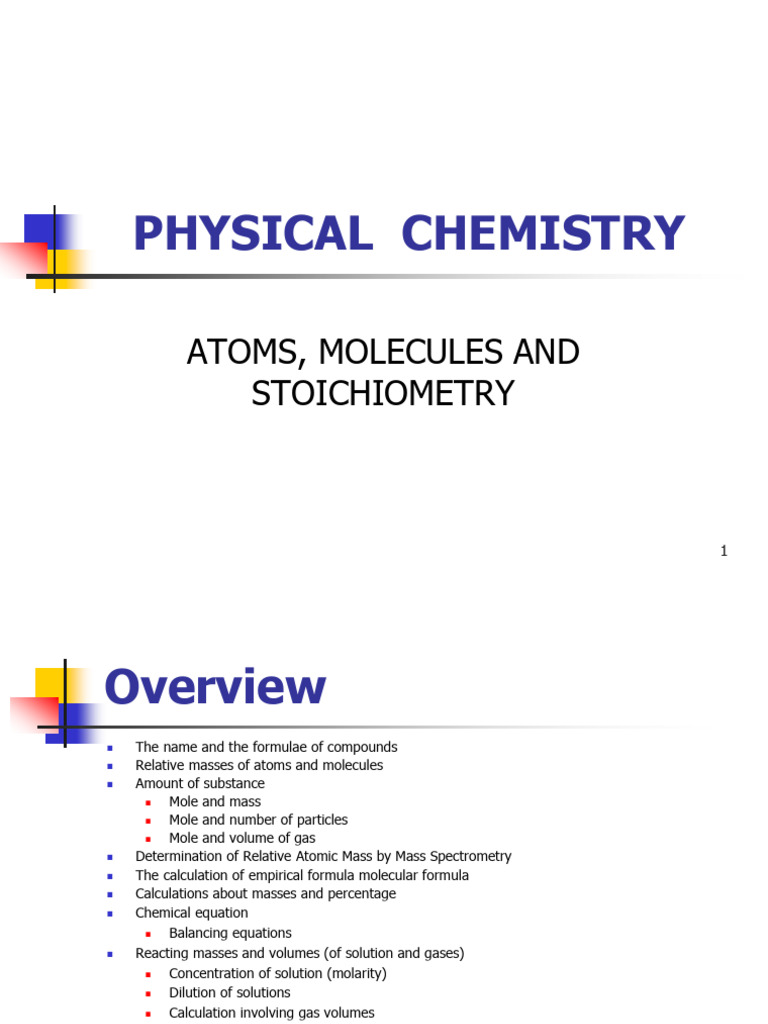 Chemistry Basics: Atoms & Stoichiometry | PDF | Mole (Unit) | Stoichiometry