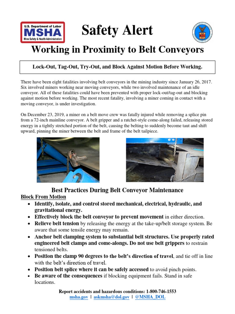 Belt Conveyor Safety Alert - 1 | PDF | Safety | Manufactured Goods
