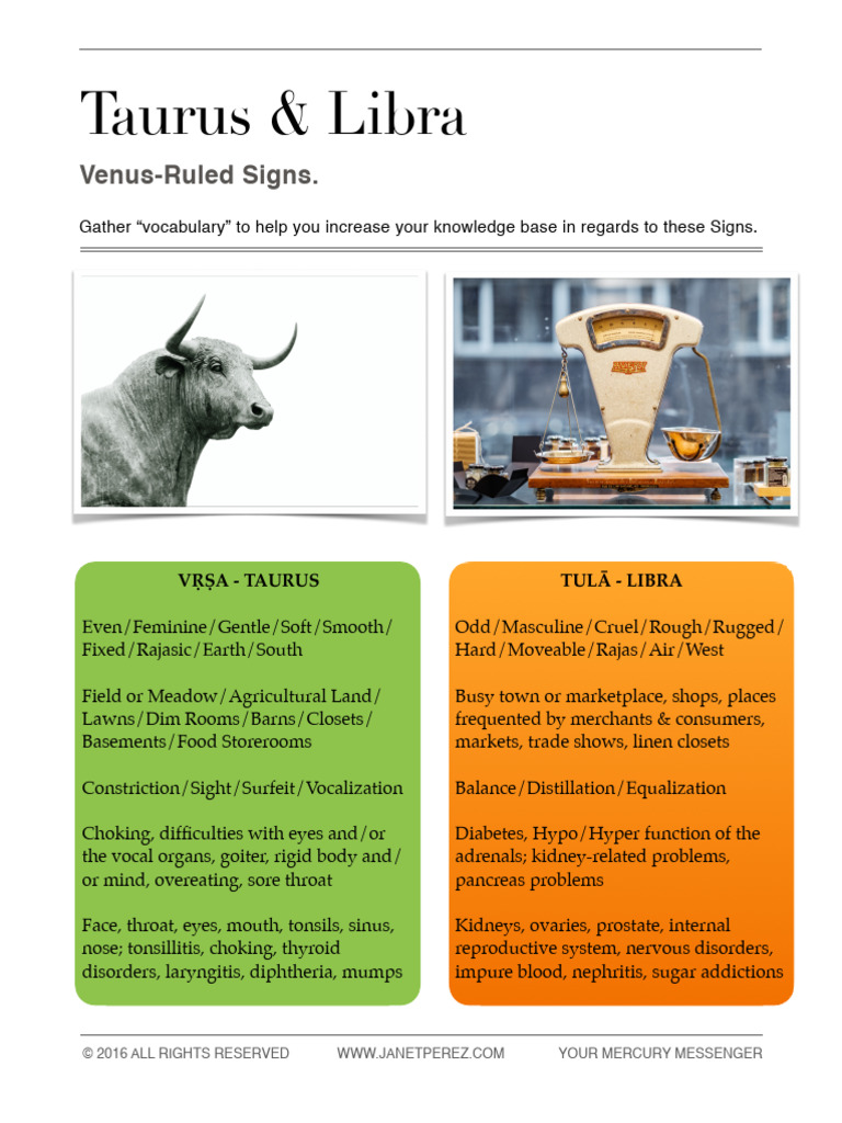 Taurus & Libra Signs | PDF