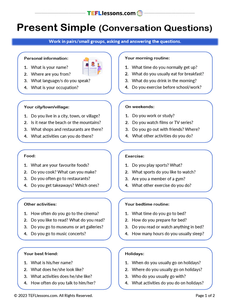 Present Simple Conversation Student | PDF