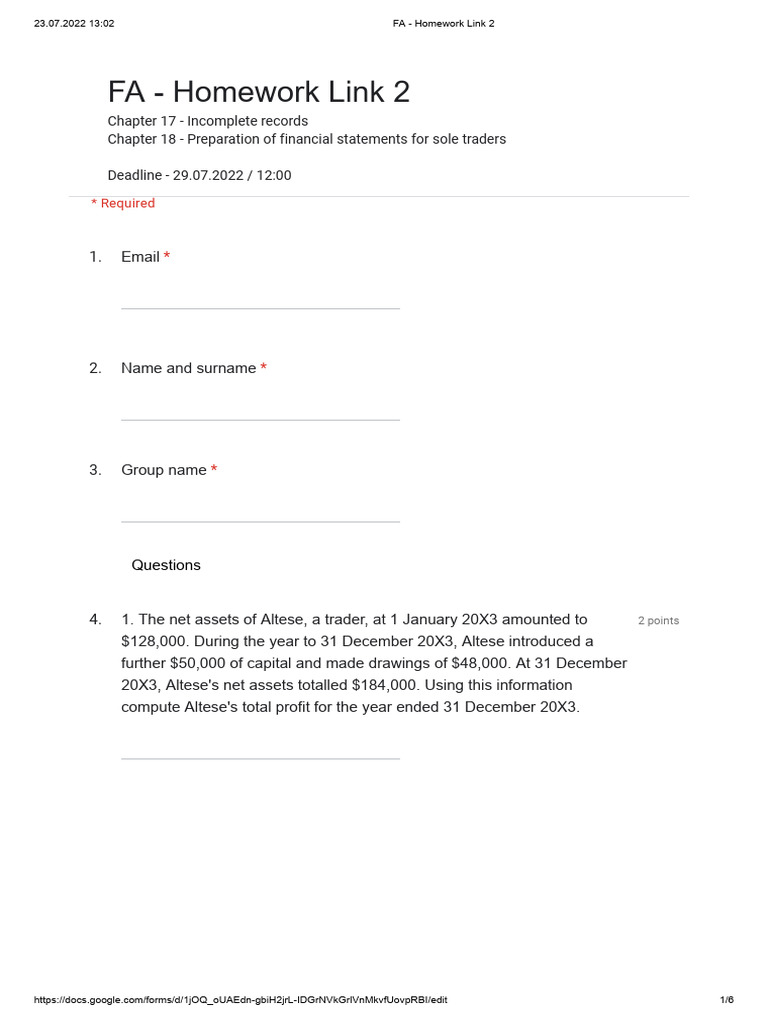 FA - Ch.17,18 Link 2 - Google Forms | PDF | Depreciation | Cost