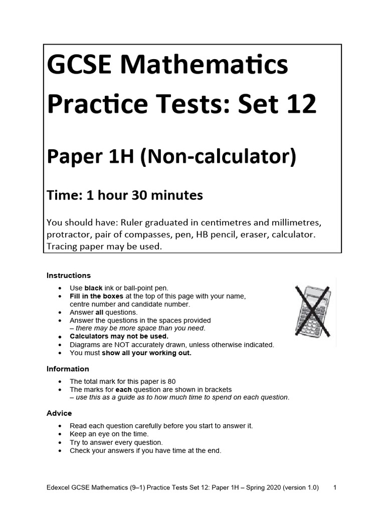 05 Practice Tests Set 12 - Paper 1H | PDF