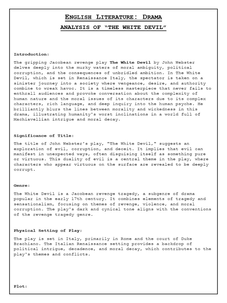 The White Devil Analysis PDF