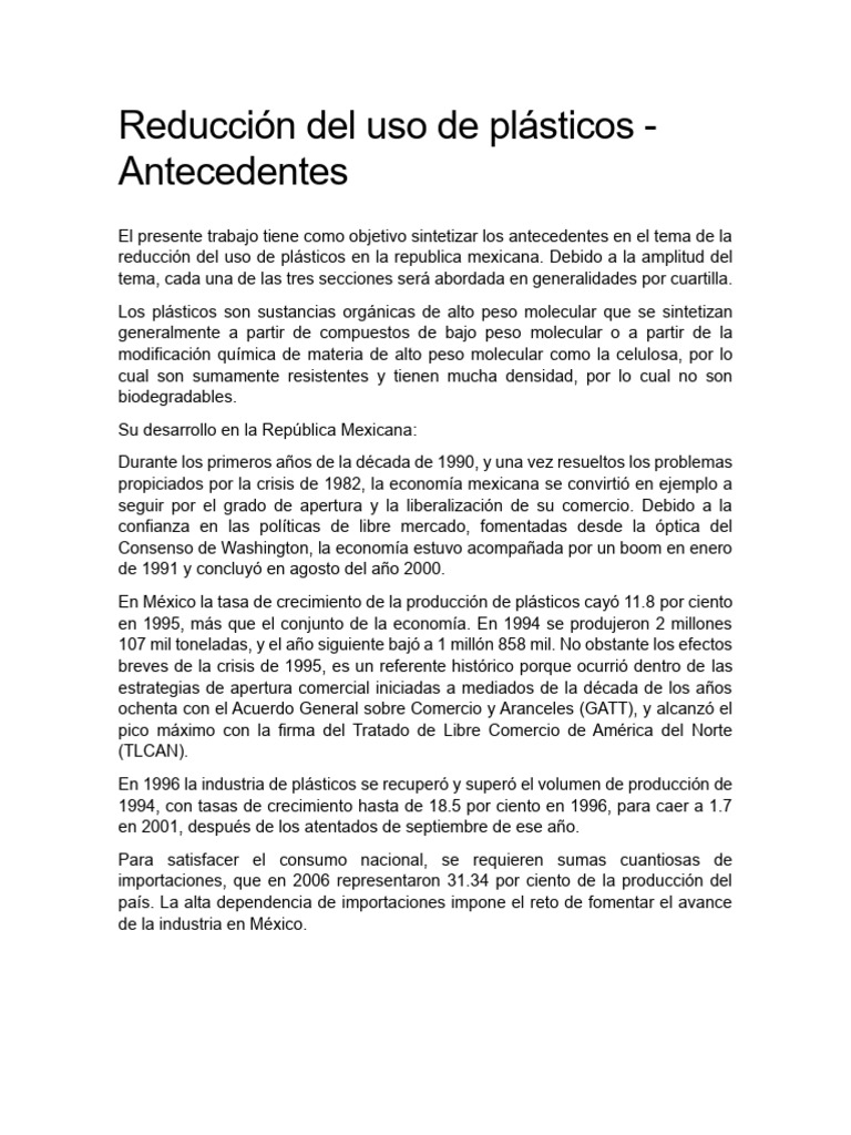 Reducción de Plásticos en México y Puebla | PDF | El plastico | Residuos