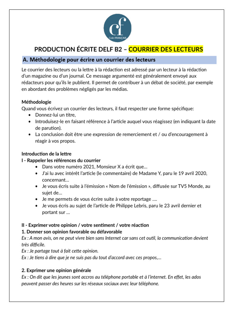 Rédiger un Courrier des Lecteurs B2 | PDF | Crytomonnaies ...