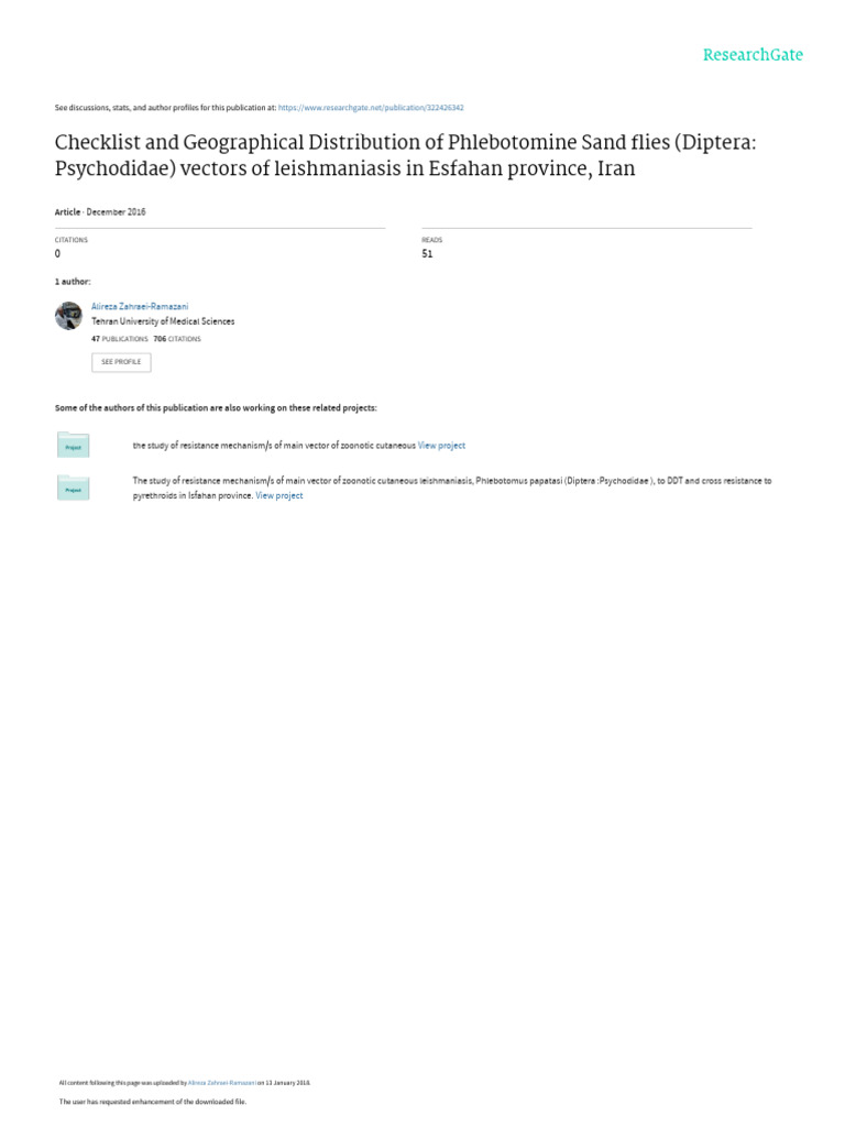 Checklist and Geographical Distribution of Phlebot | PDF | Medical ...