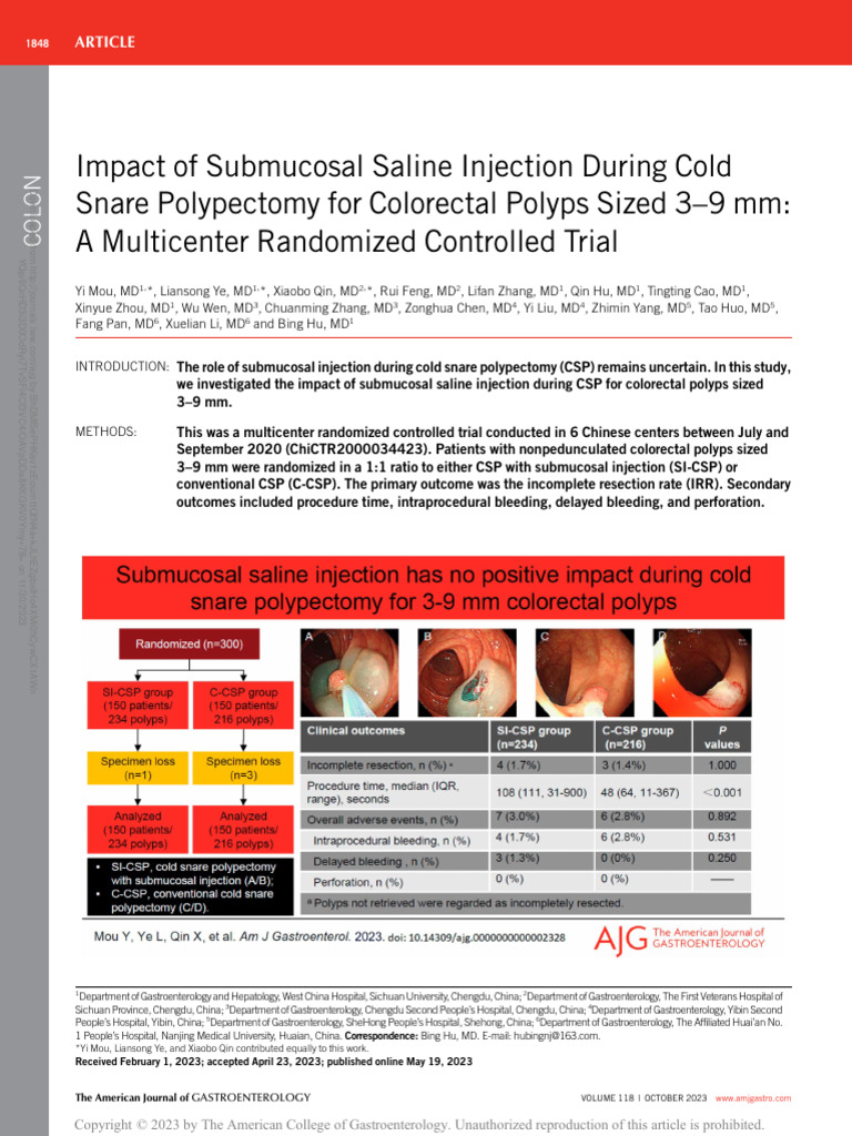 Impact of Submucosal Saline Injection During Cold.29 | PDF