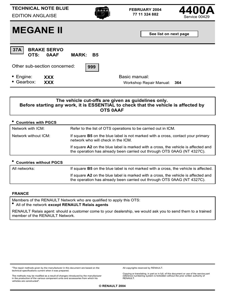 4400A Brake Servo | PDF | Brake | Switch