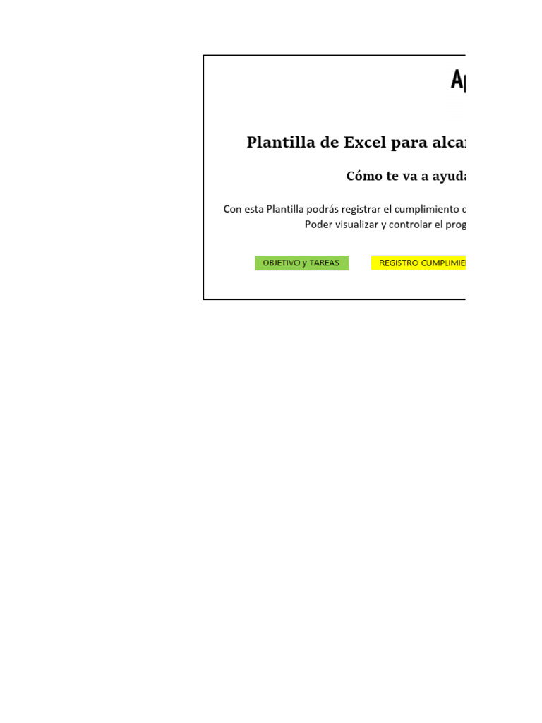 Plantilla de Excel para Alcanzar Metas y Objetivos Personales | PDF