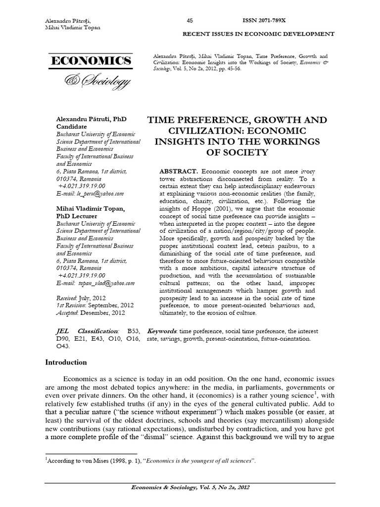Pătruti - Time Preference Growth and Civilization | PDF | Economics ...