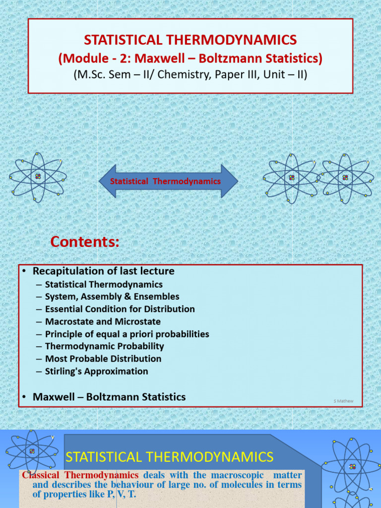 Statistical Thermodynamics | PDF | Statistical Mechanics | Elementary Particle
