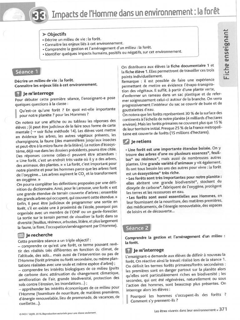 MDI SCIENCES CYCLE 3 - 33 (1) - Impacts de L'homme Dans Un ...
