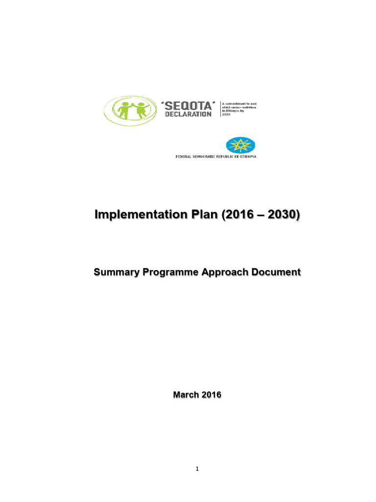 Seqota Declaration Implementation Plan 20162030 1 Pdf Malnutrition Agriculture 