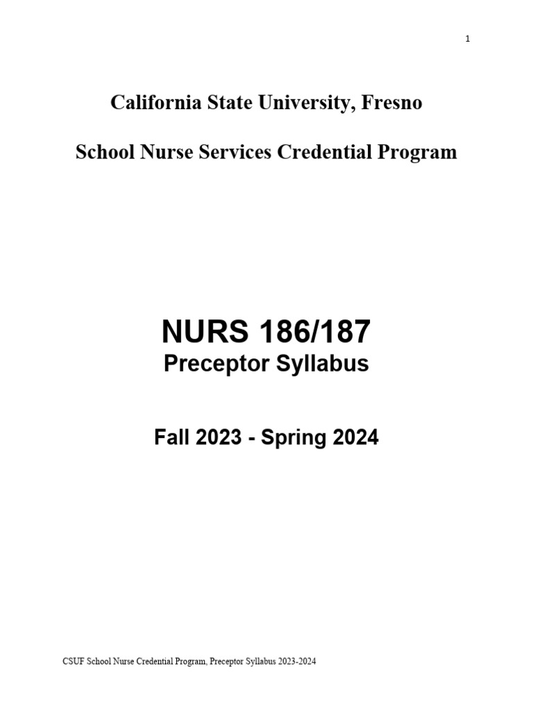 NURS Preceptor Syllabus 2023-2024 | PDF