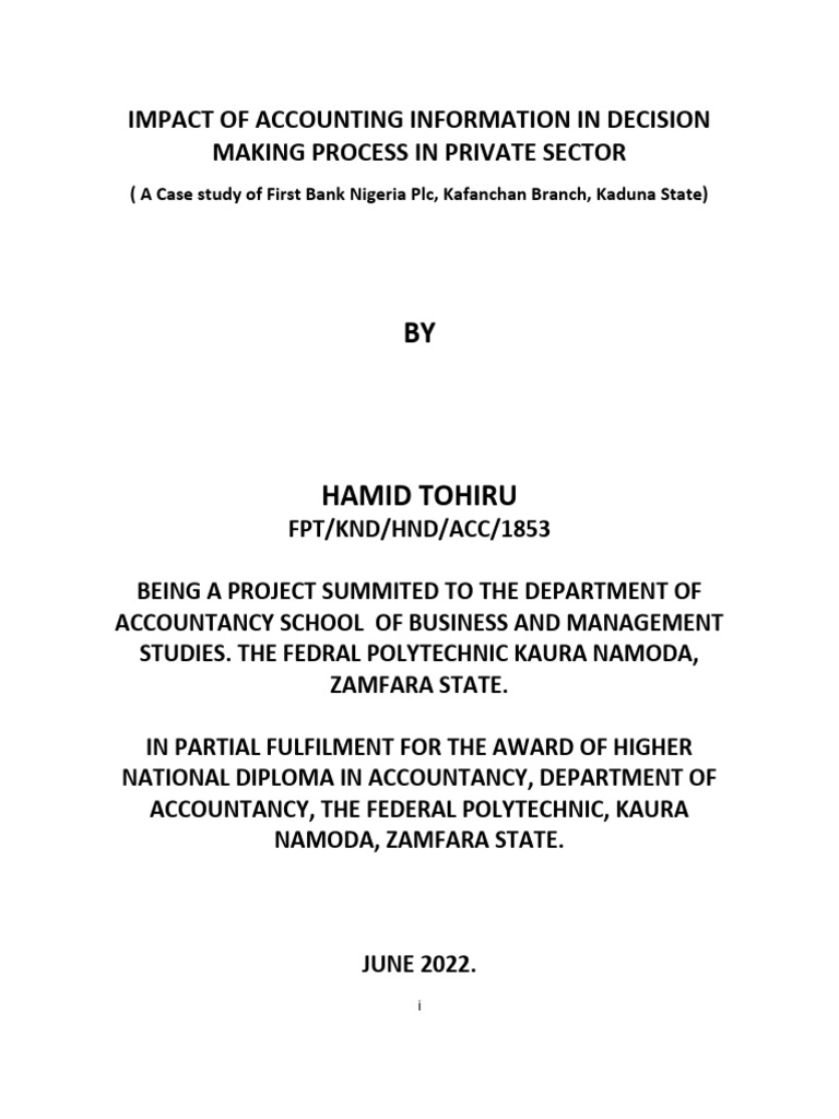 Accounting Info's Role in Private Sector | PDF | Banks | Financial ...