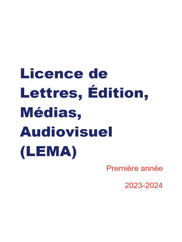 Brochure Licence 1 LEMA - 2023-2024 | PDF