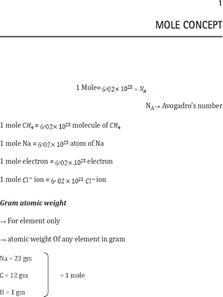 1 - Mole Concept | PDF