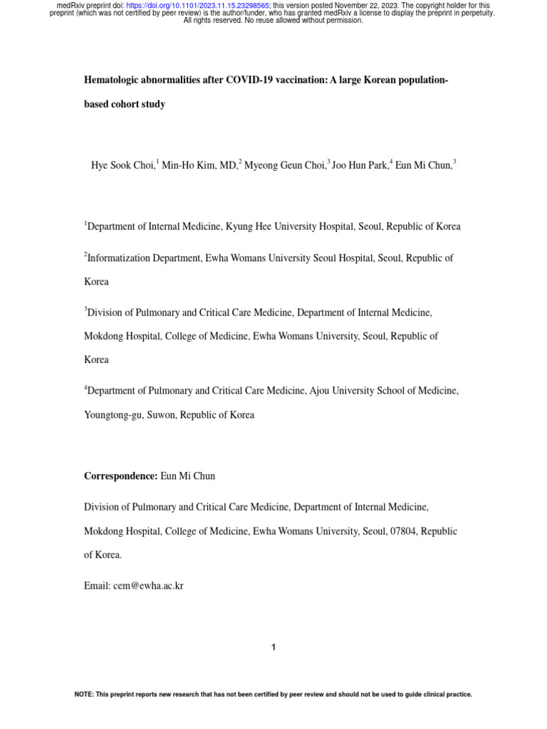 2023 11 15 23298565v1 Full | PDF | P Value | Statistics