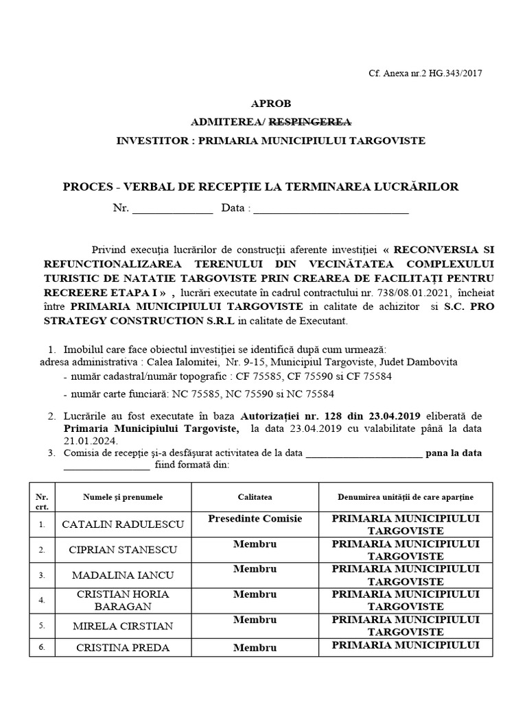Proces Verbal de Receptie-02.08.2023 | PDF