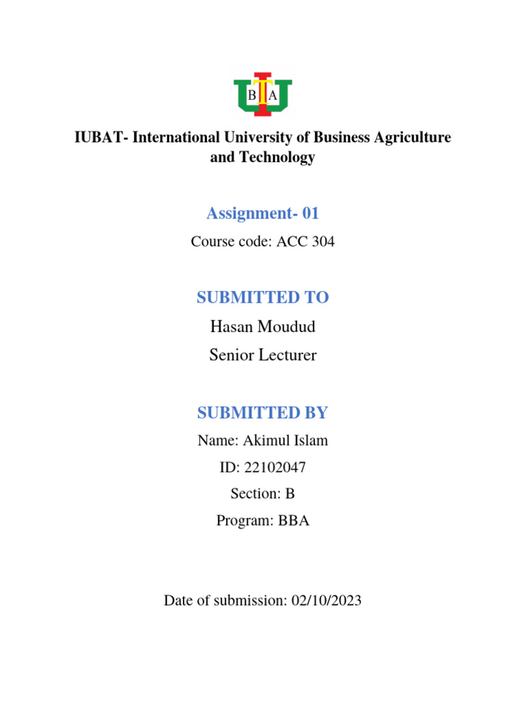 ACC 304 Assignment Submission | PDF