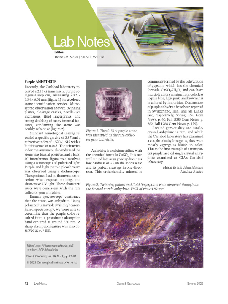 Spring 2023 Gems Gemology Lab Notes | PDF
