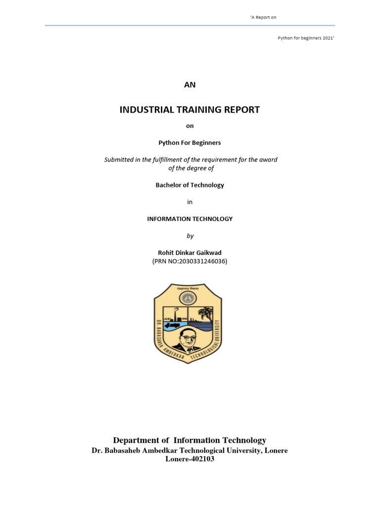 Python Report Pdf Python Programming Language Object Oriented Programming 