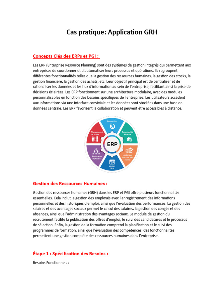 Cas Pratique Application GRH | PDF