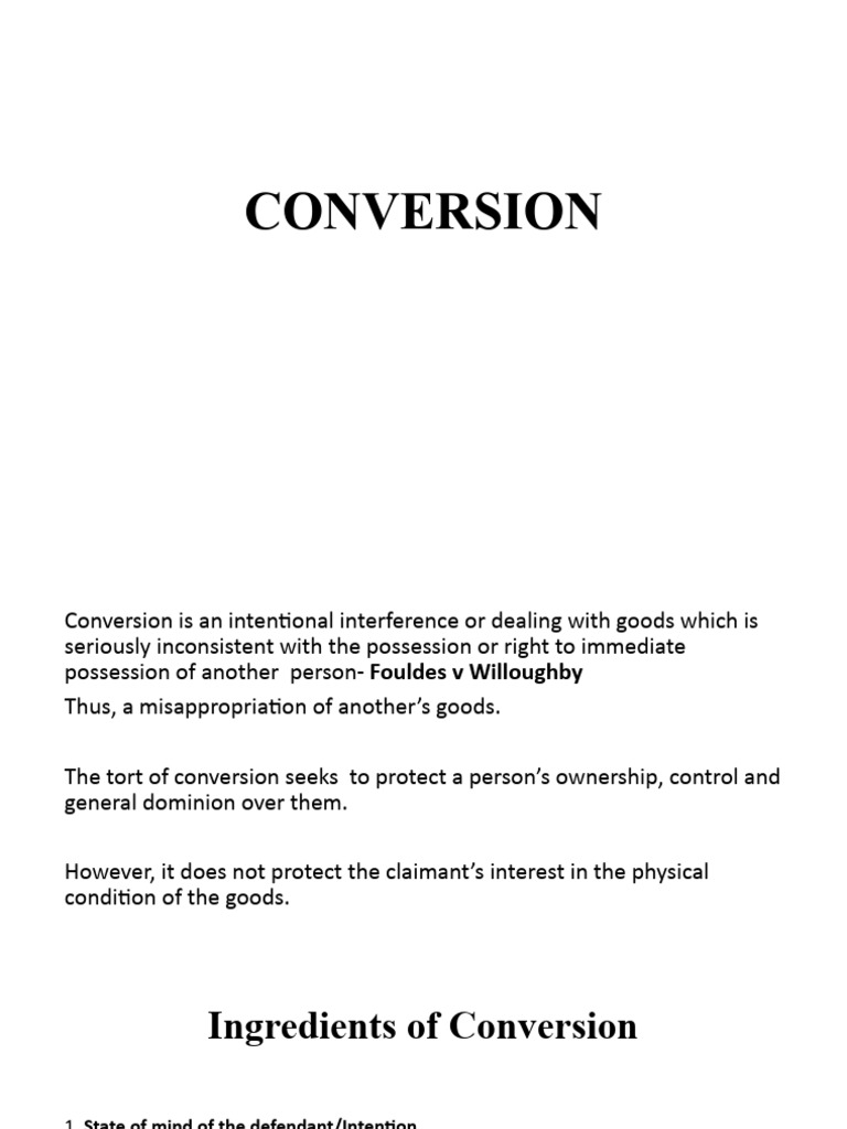 CONVERSION | PDF | Conversion (Law) | Civil Law (Legal System)