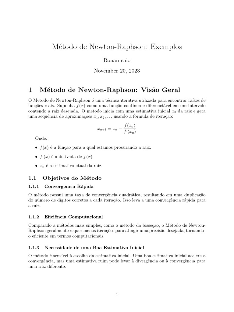 Método de Newton-Raphson: Exemplos e Aplicações | PDF | Limite ...