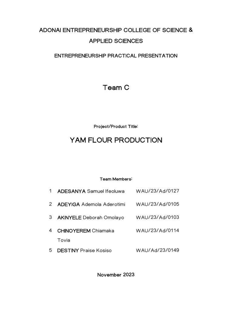 Yam Flour Production Process Overview | PDF | Mill (Grinding) | Sweet ...