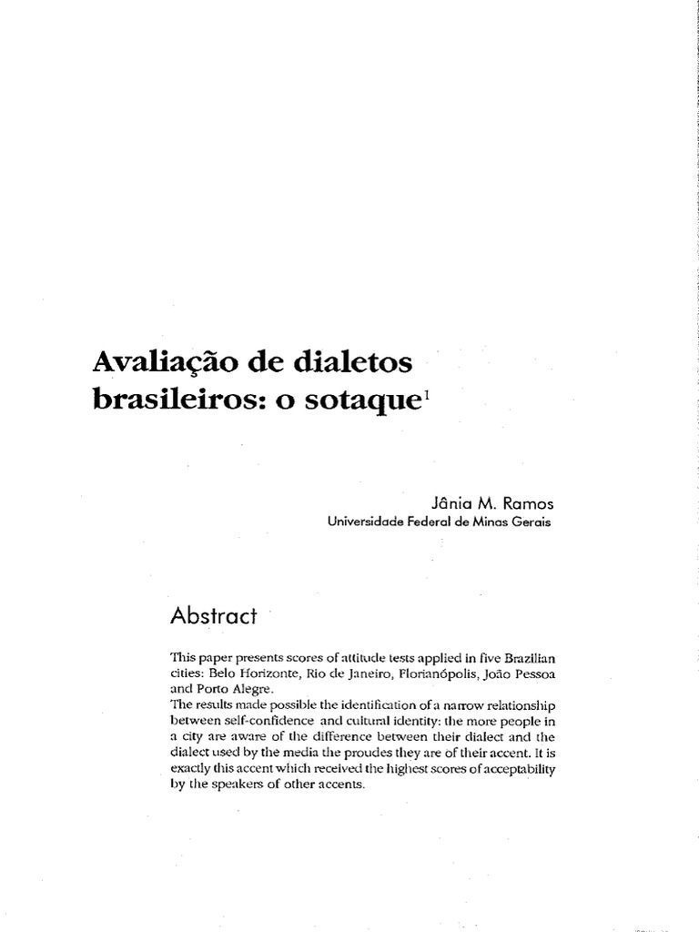 Avaliação de Dialetos Brasileiros - o Sotaque | PDF