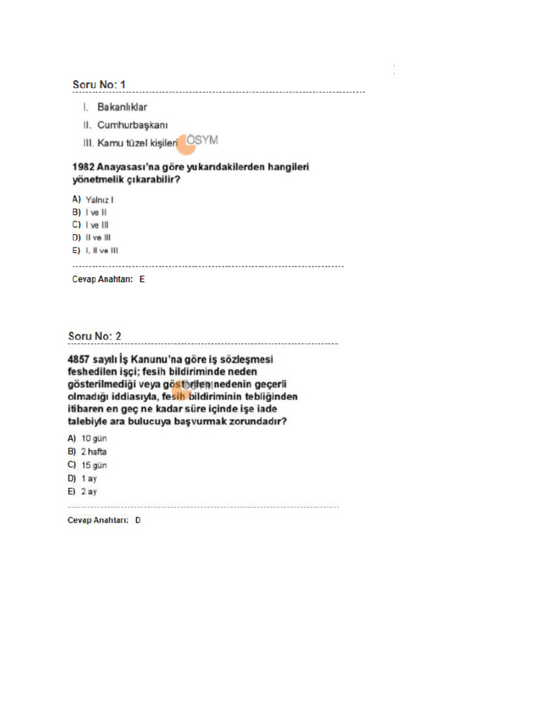 7 Kasim Sinavi B Sinifi Sorulari | PDF