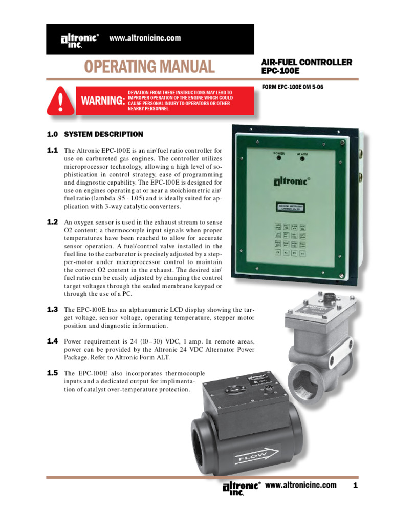 Epc100e OM 5 06 | PDF | Stoichiometry | Power Supply